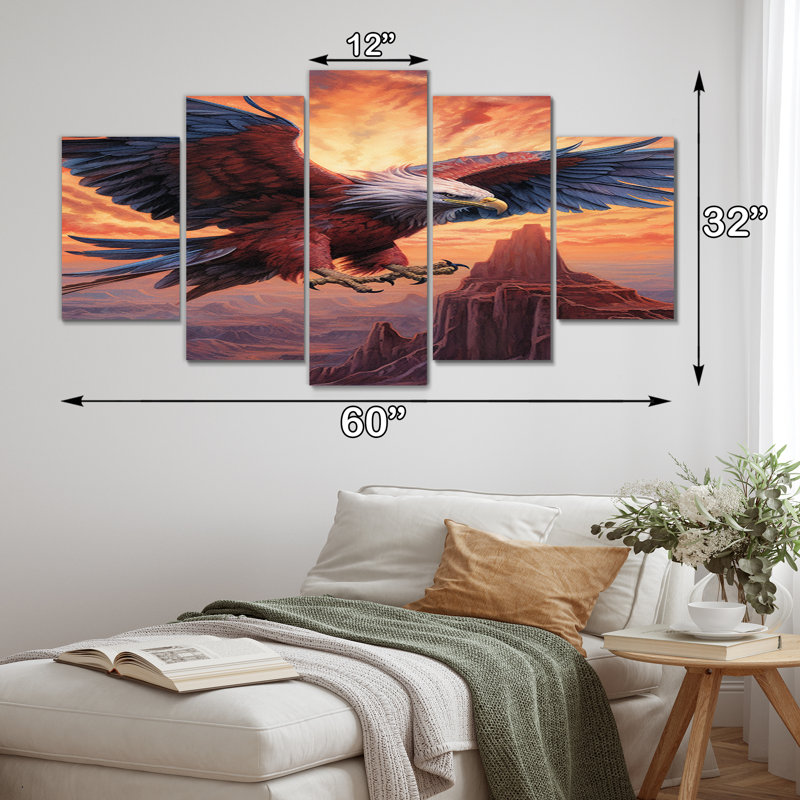 Millwood Pines Eagle Prophecy - Animals Eagle Wall Decor - 5 Panels ...