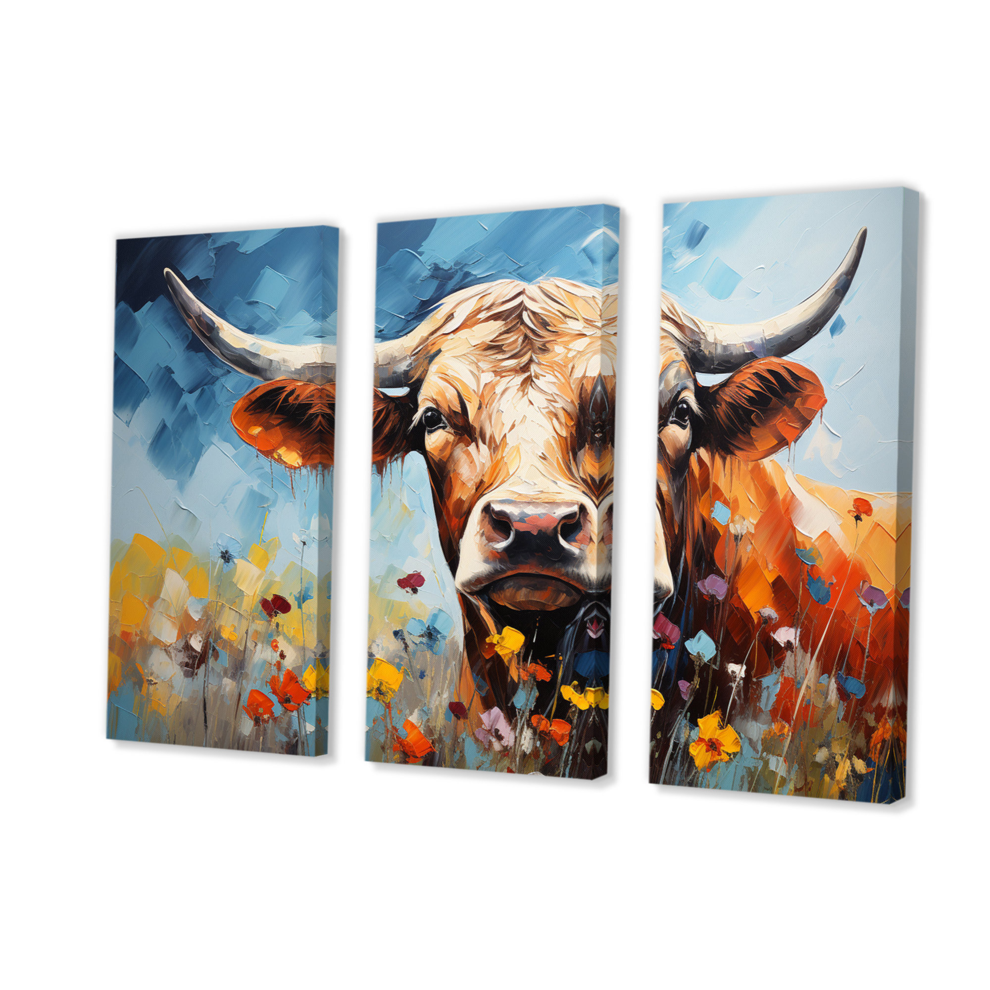August Grove® Cow Countryside Palette I On Canvas 3 Pieces Print | Wayfair