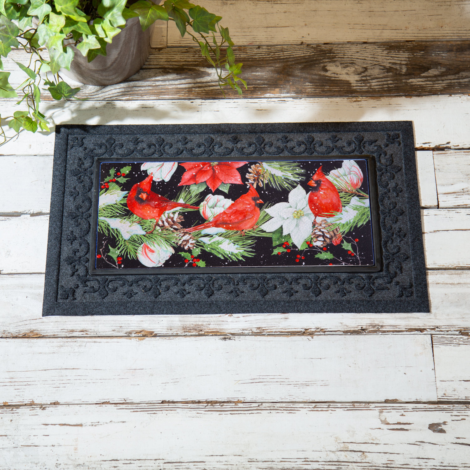 The Holiday Aisle® Joyful Cardinal Winter Visit Sassafras Switch Mat ...