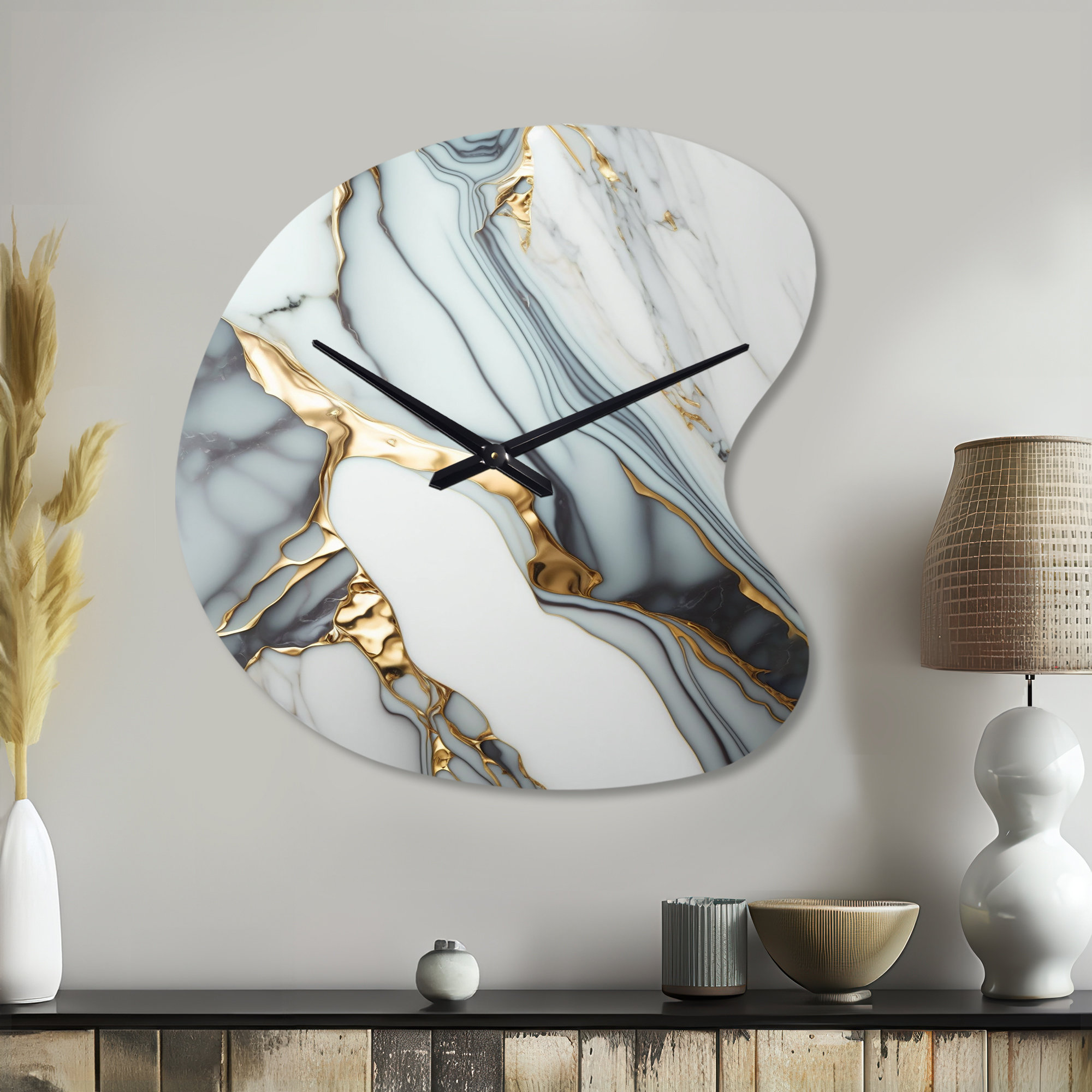 Design Art Abstract Geode Gold And White Marble V - Drop Shape Large ...