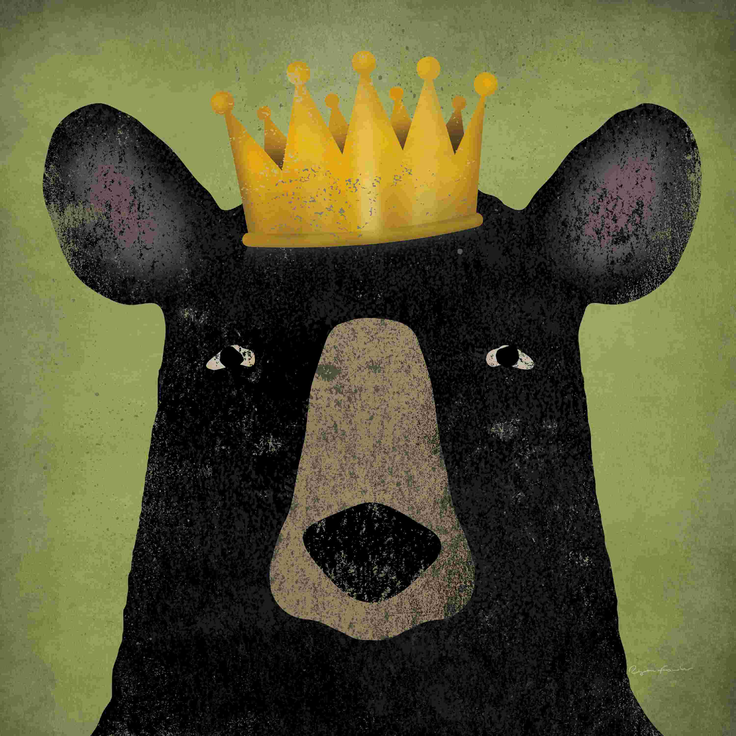 Trinx The Black Bear With Crown On Canvas by Ryan Fowler Painting | Wayfair