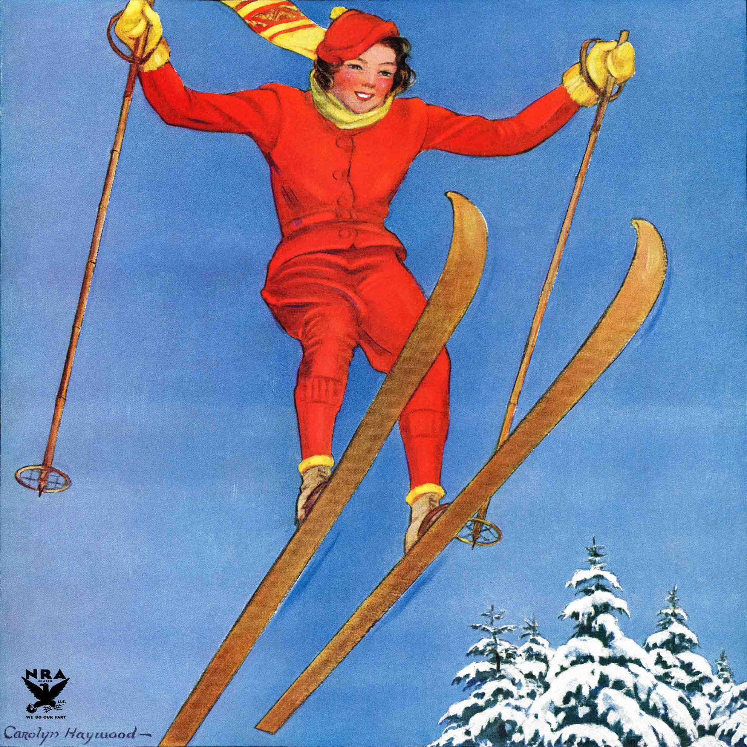 Marmont Hill Woman Ski Jumper by Carolyn Haywood Print on Wrapped ...