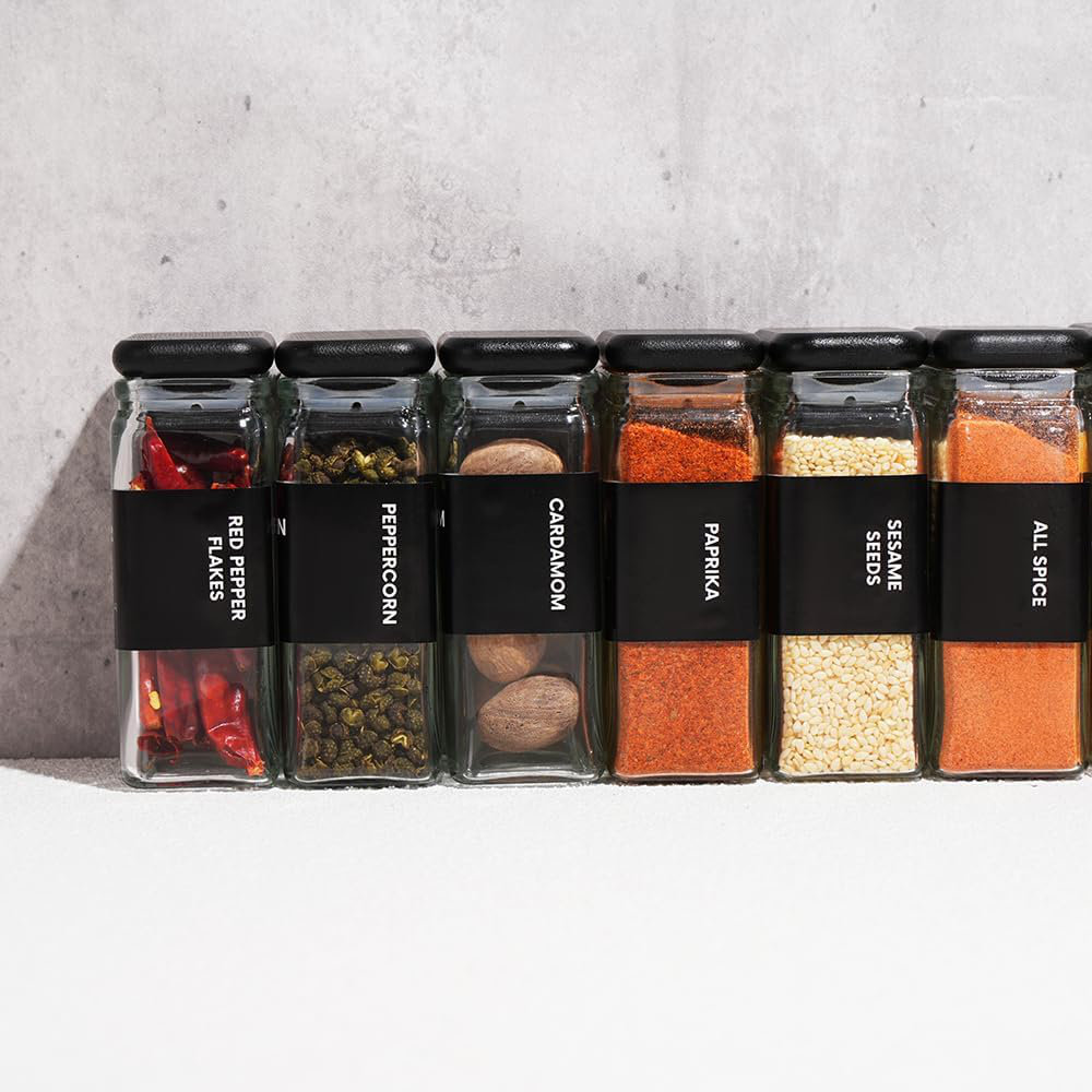 Mint Pantry Glass Spice Jars With Labels, 4Oz Glass Jars With Bamboo ...