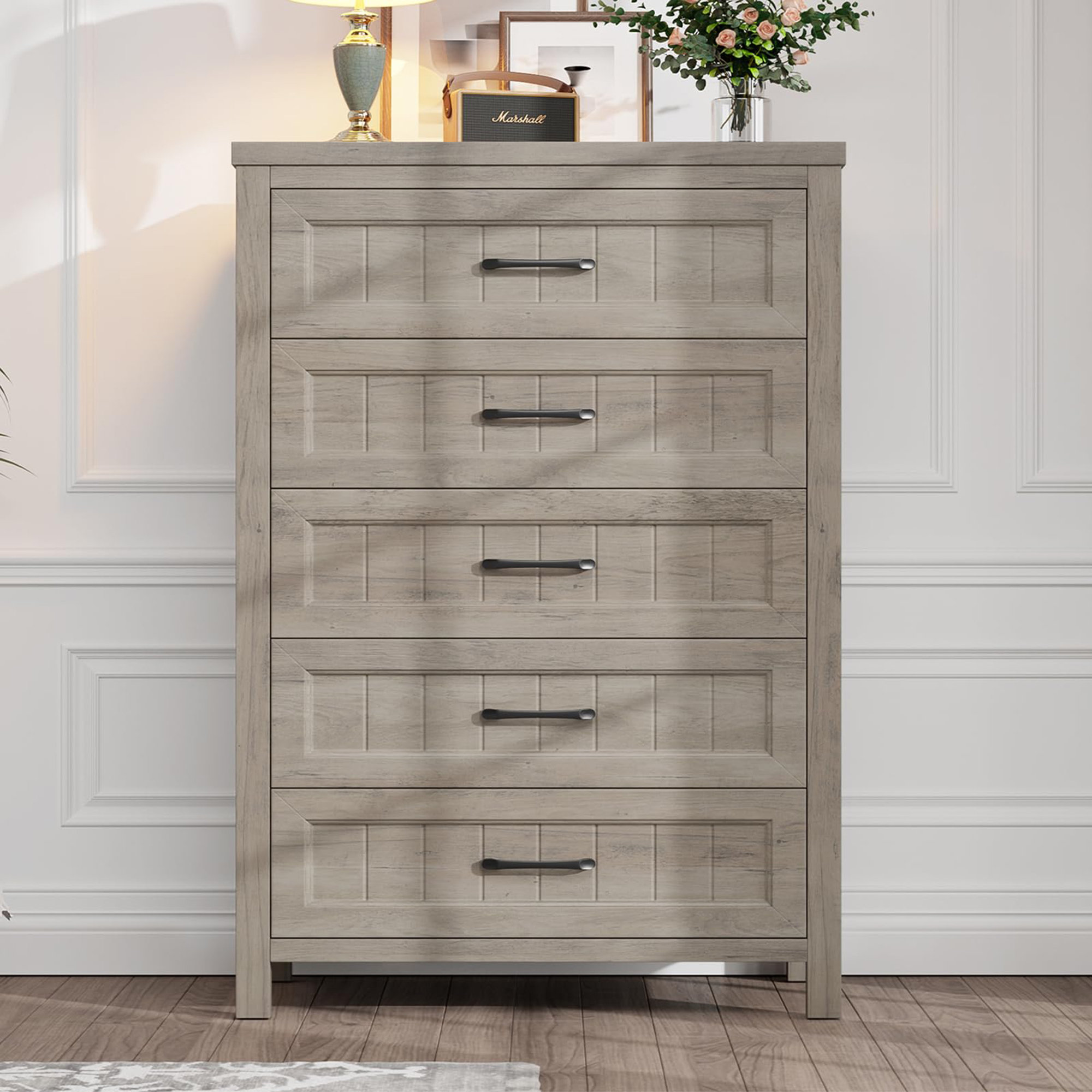 Winston Porter 5 Drawer Wooden Dressing Table Chest of Drawers ...