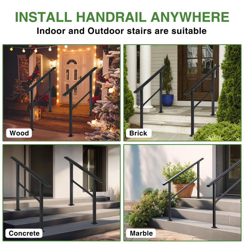 JYK Wrought Iron Handrails for Outdoor Steps | Wayfair