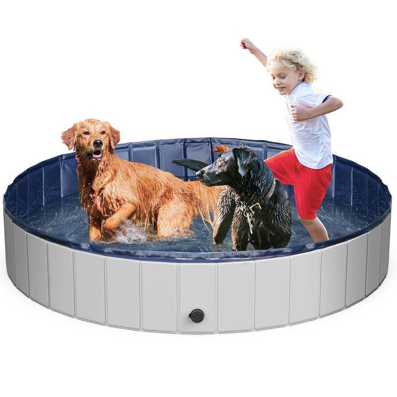 Priyet 63" Foldable Dog Pool for Dogs, Hard Plastic Swimming Pool,Bath ...