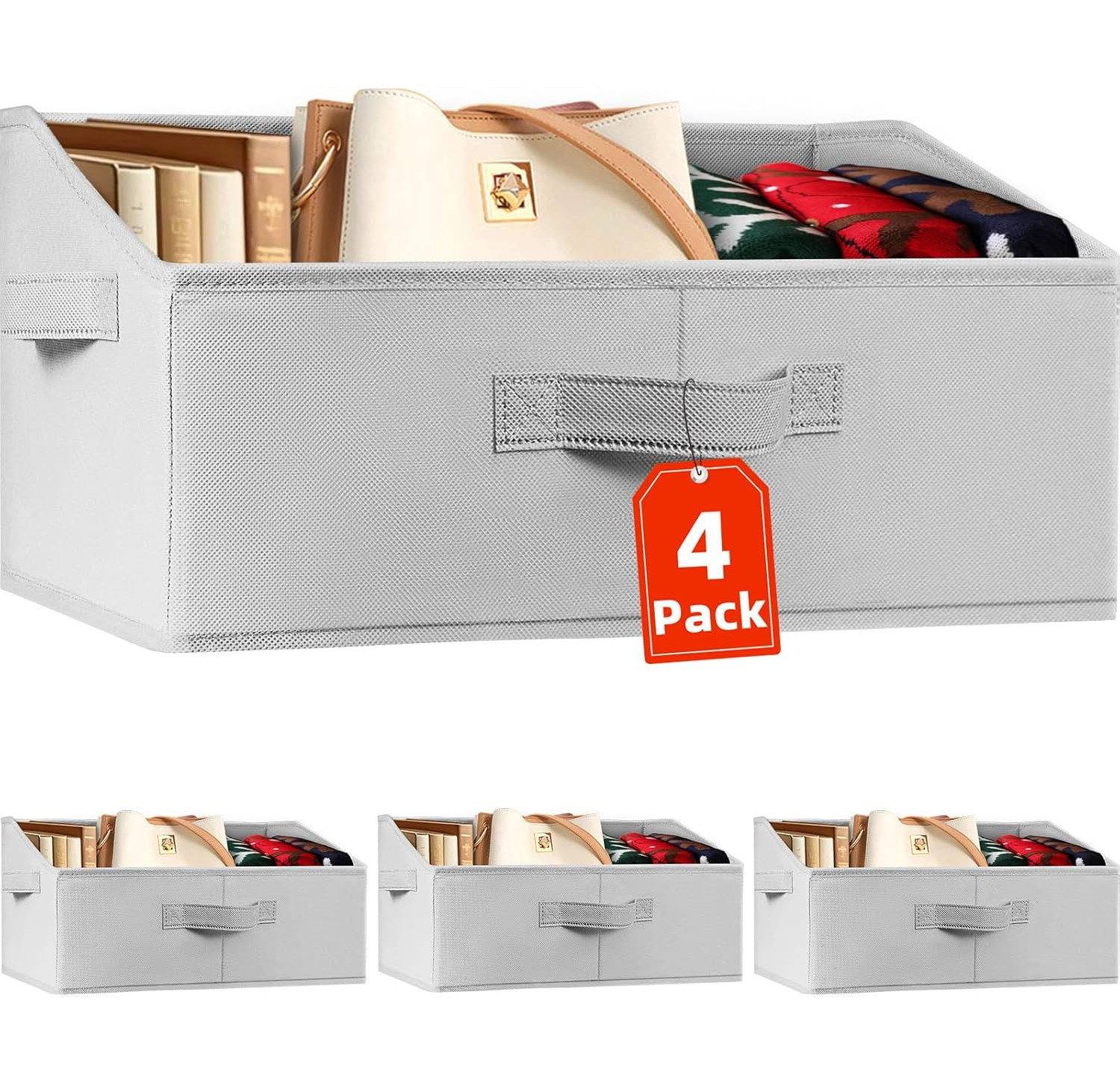 Rebrilliant Closet Organizers Bins 4 Pack Large Collapsible Shelf ...