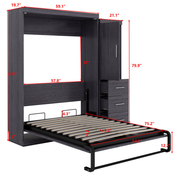 Latitude Run® Full Size Murphy Bed With Wardrobe, Drawers, Bed, And can ...