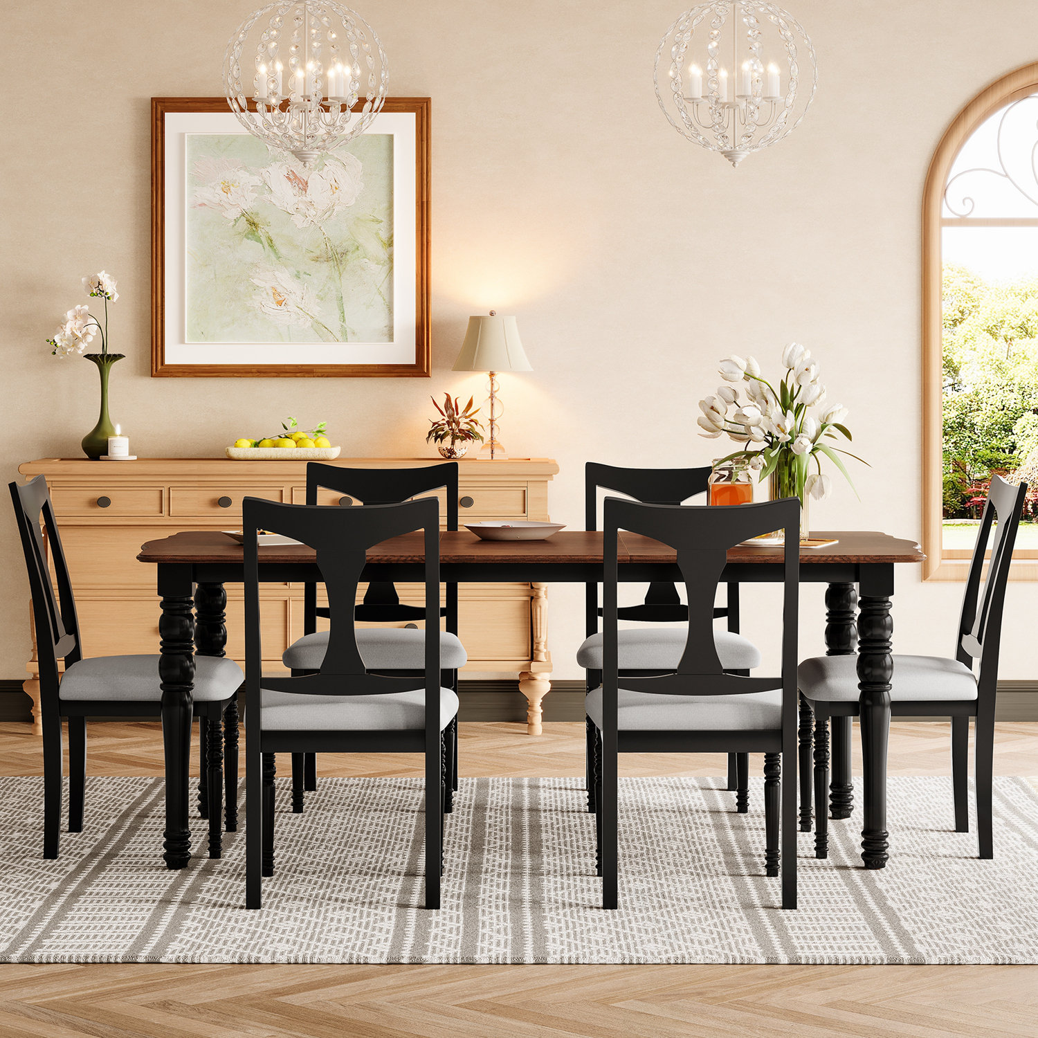 Latitude Run® 7 Piece Chaffins with Removable Leaf and 6 Chairs ...