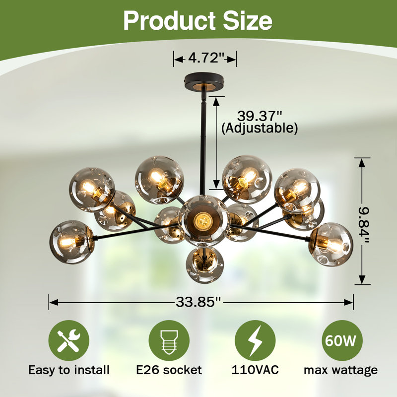 George Oliver Bauke 12 - Light Sputnik Sphere Chandelier & Reviews ...