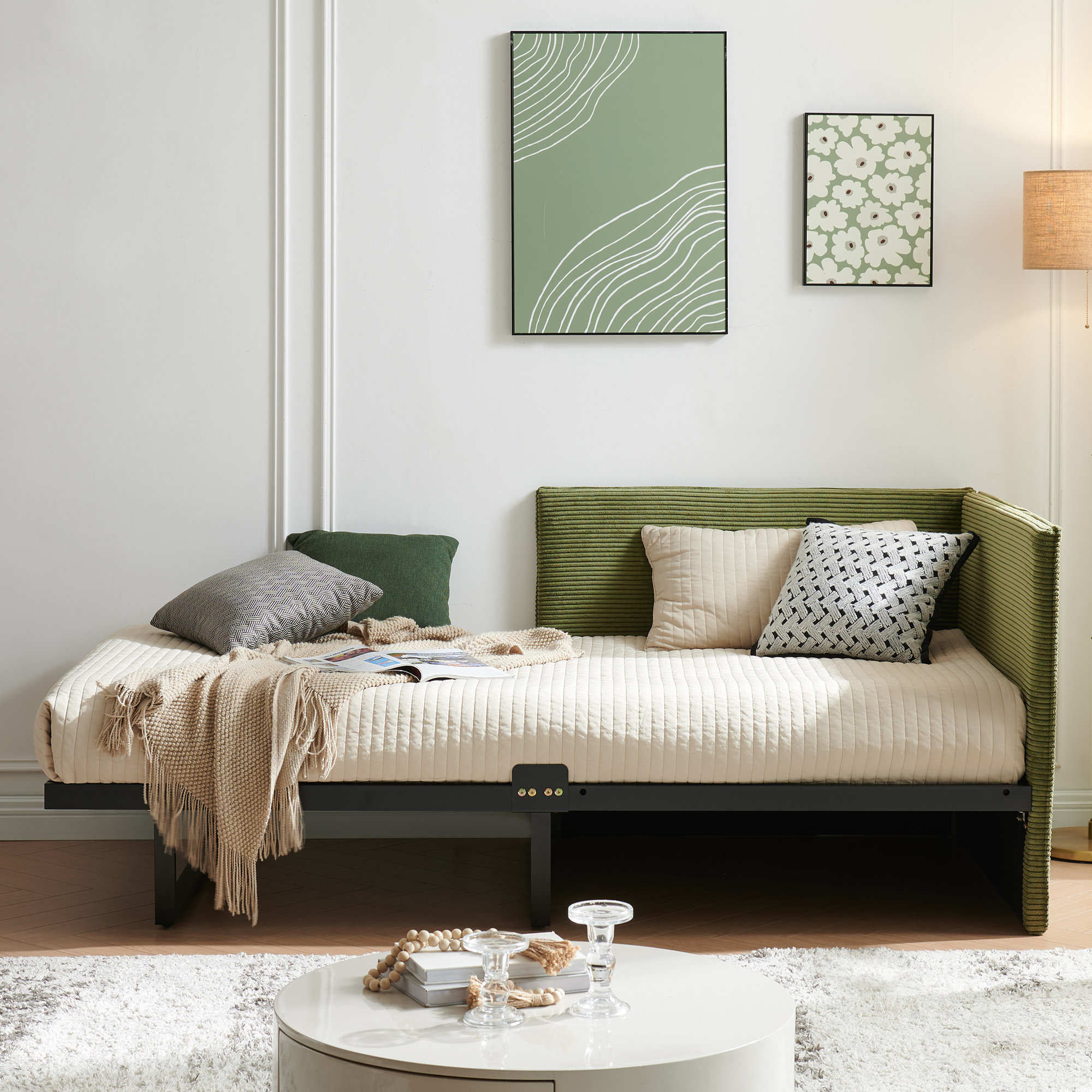 Latitude Run® Abdiqani Upholstered Daybed Contemporary Corduroy Accent ...