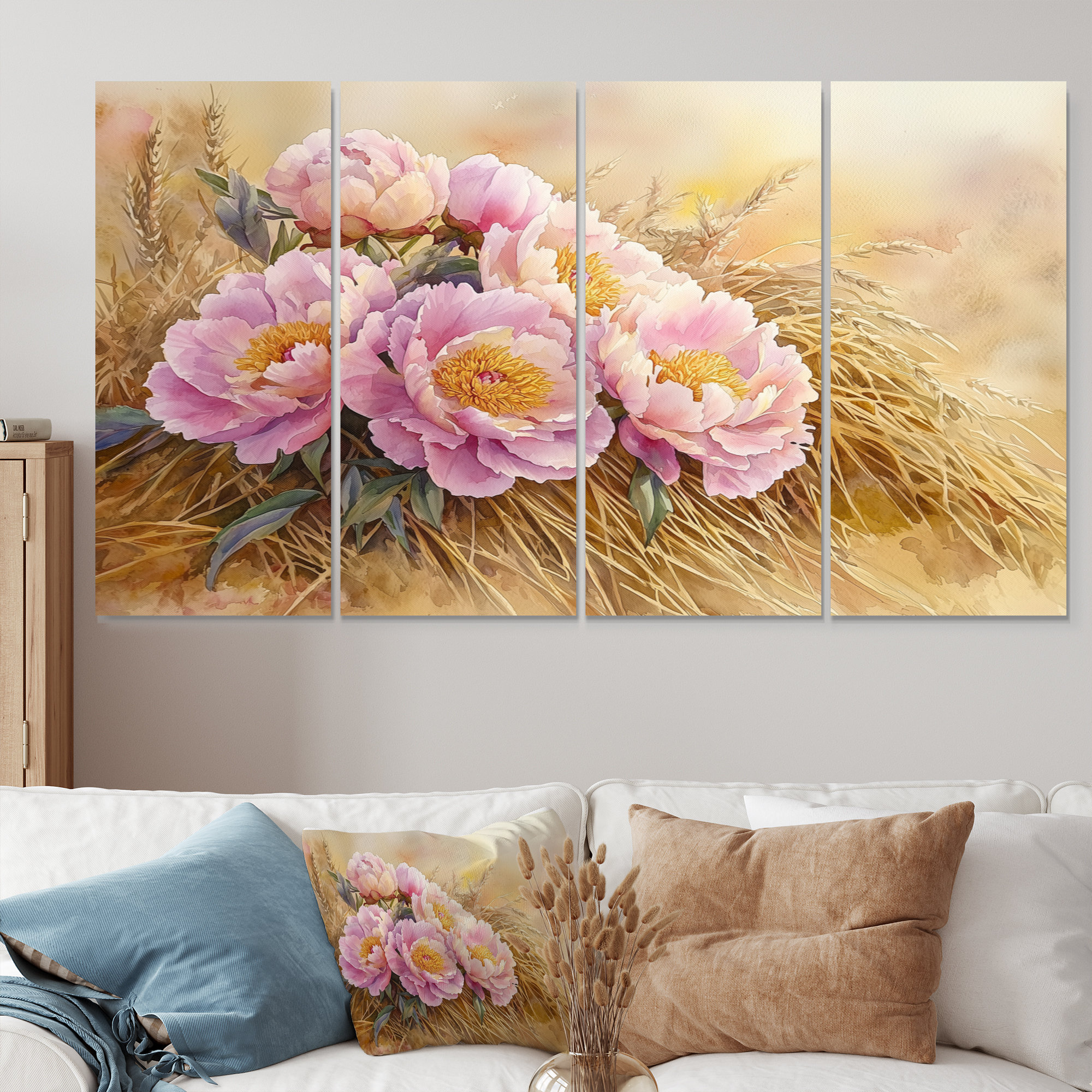 Winston Porter Farm Peonies Along The Haytack I - Peonies Wall Art ...