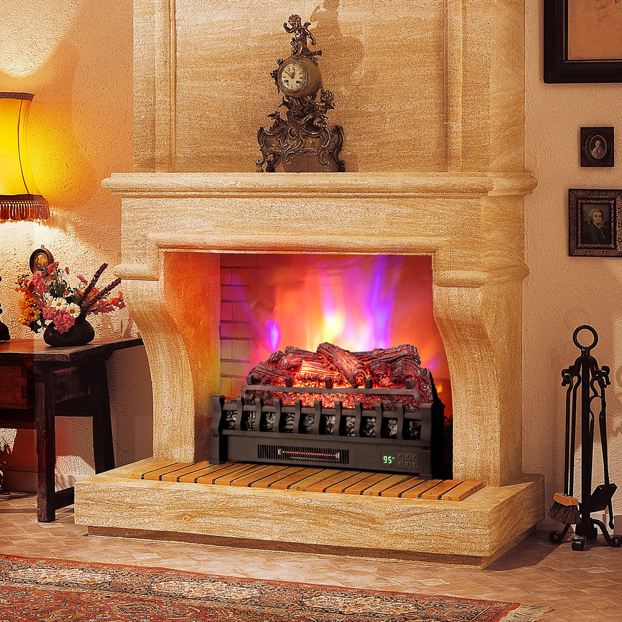Symple Stuff 26 Inches Infrared Quartz Electric Fireplace Log Heater ...