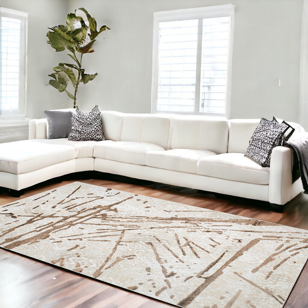 Orren Ellis Ivory Abstract Area Rug | Wayfair