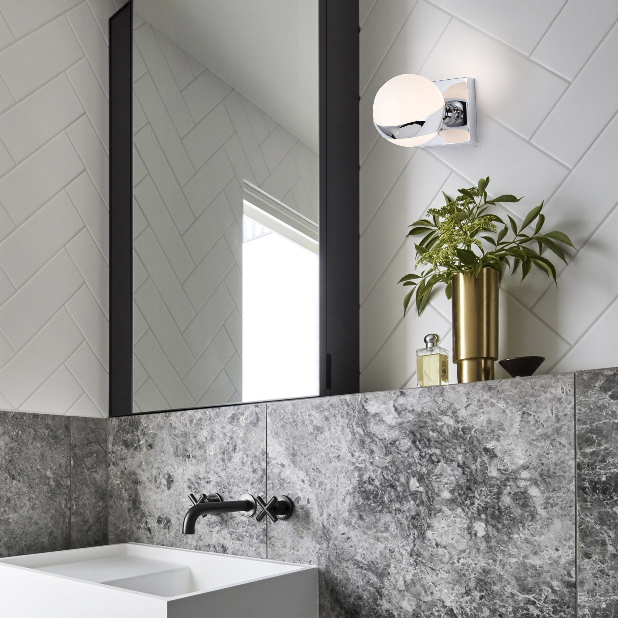 George Oliver Sani 5 Inch Chrome Finish Orb Opaque Glass Wall Sconces 1 ...