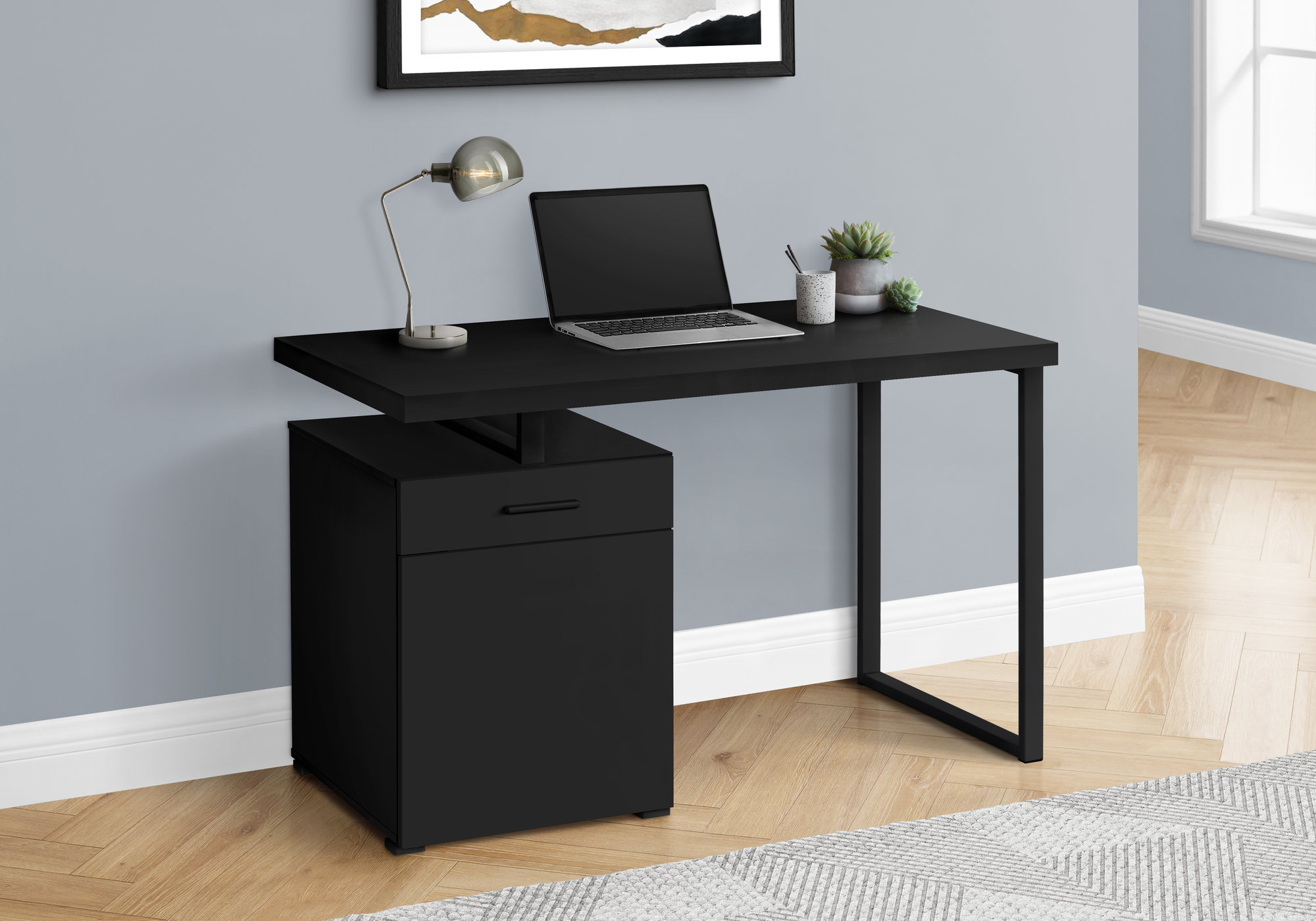 Latitude Run® Computer Desk, Home Office, Laptop, Left, Right Set-up ...