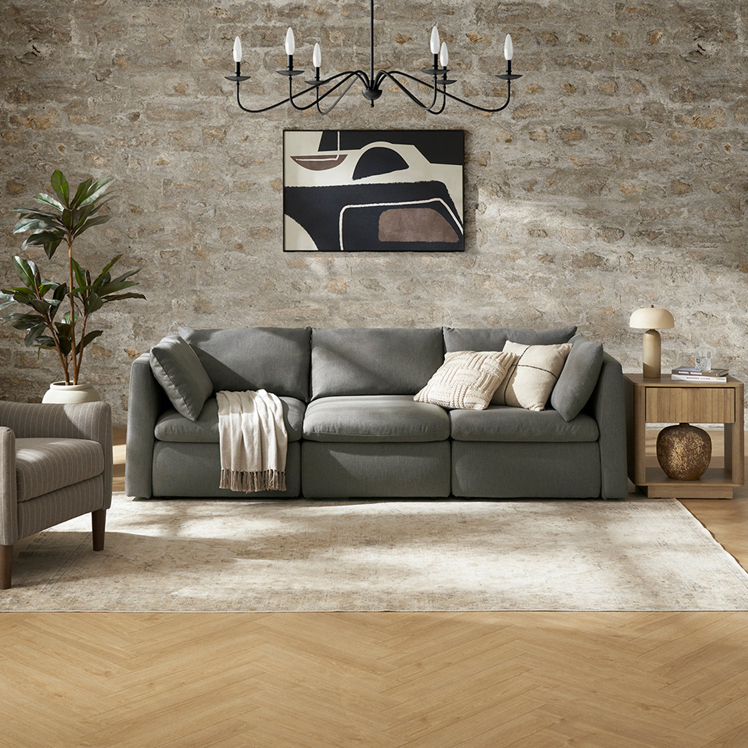 Latitude Run® Dunellen 3 Seater Modular Sectional Sofa With Fully ...