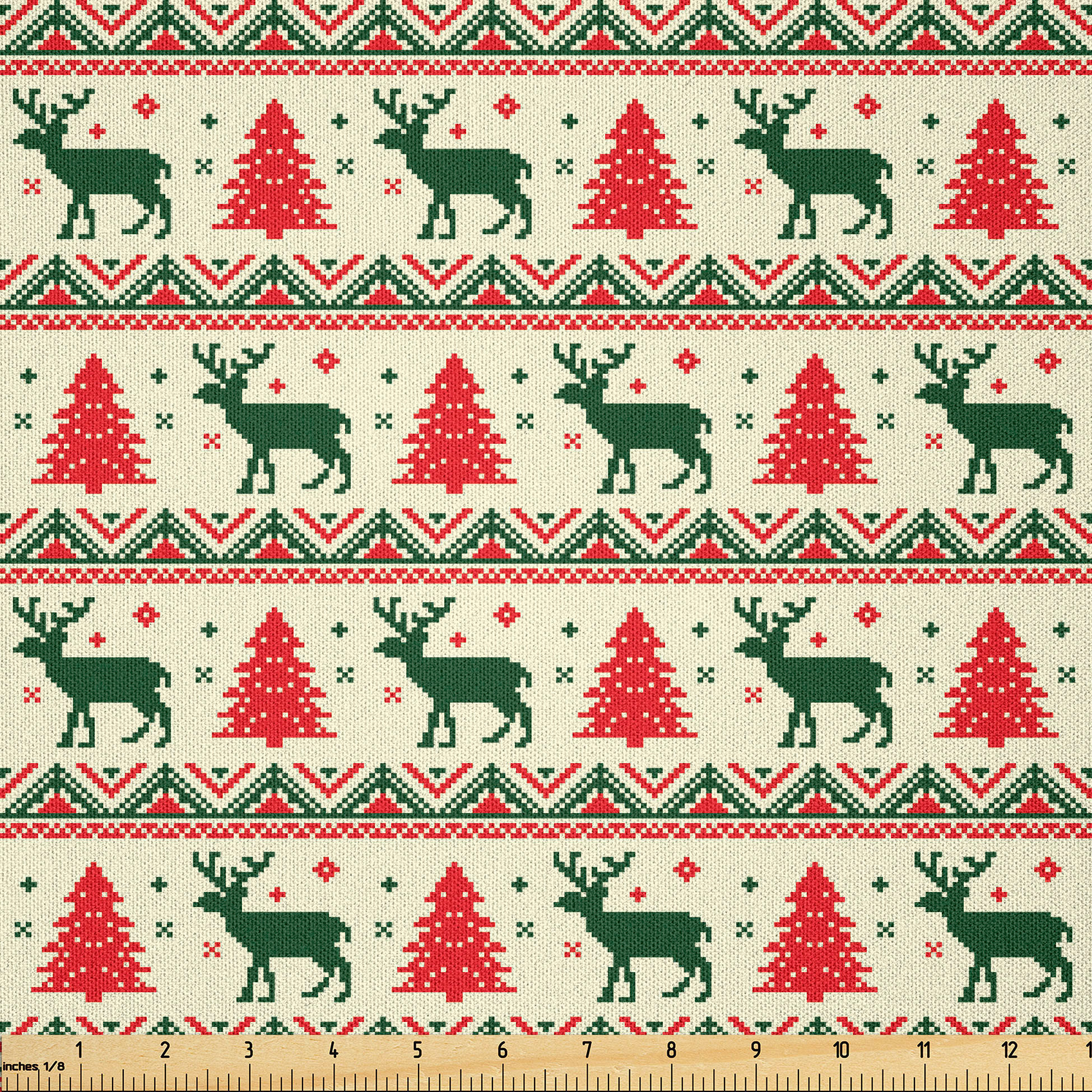 The Seasonal Aisle Alfaia Pixel Art Christmas Multi-Purpose Fabric ...