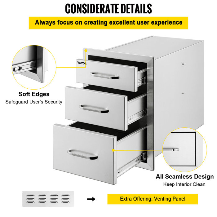 VEVOR 14'' Stainless Steel Drop In Drawers & Reviews | Wayfair