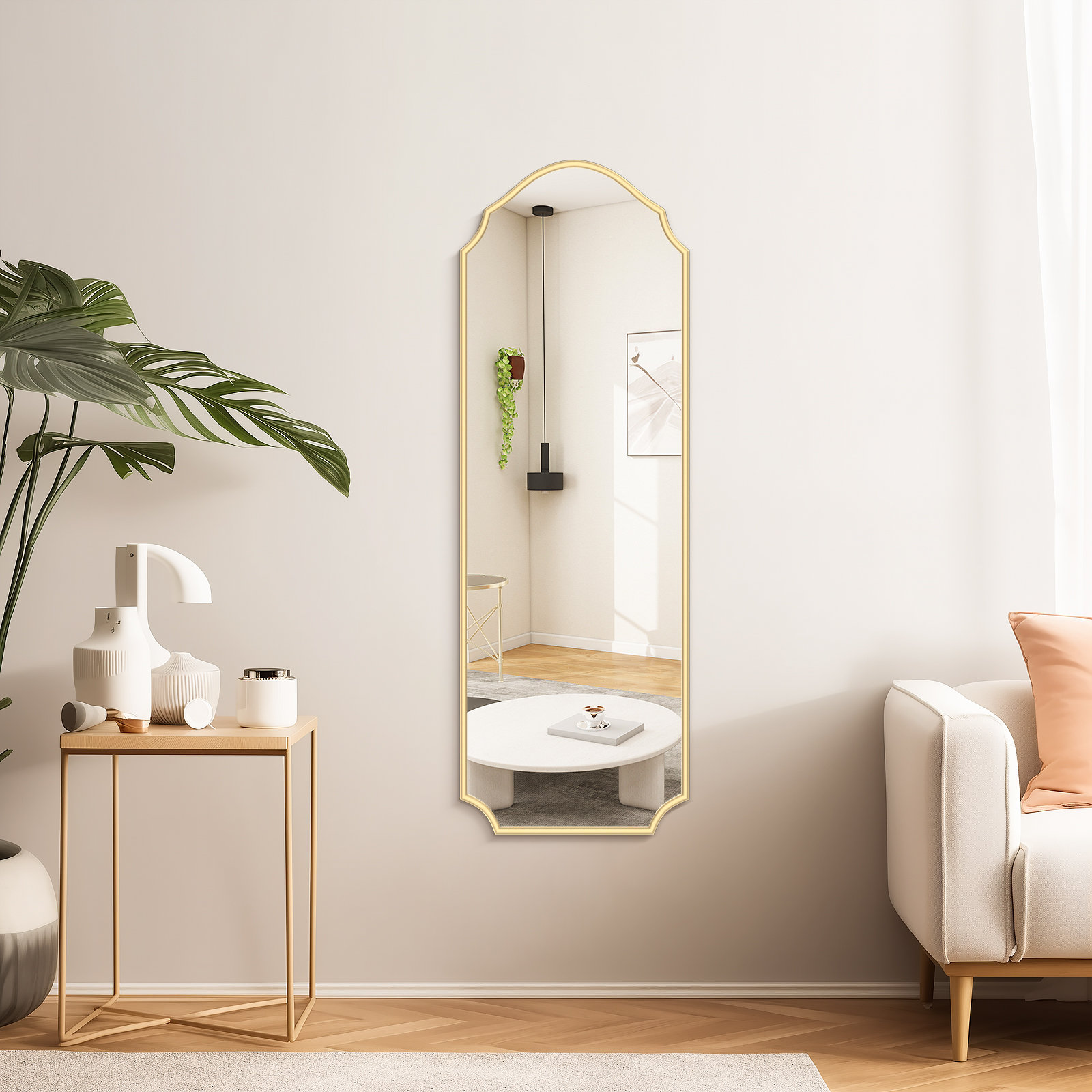 Winston Porter Arched Door Mirror Full Length Mirror Wall Mounted ...