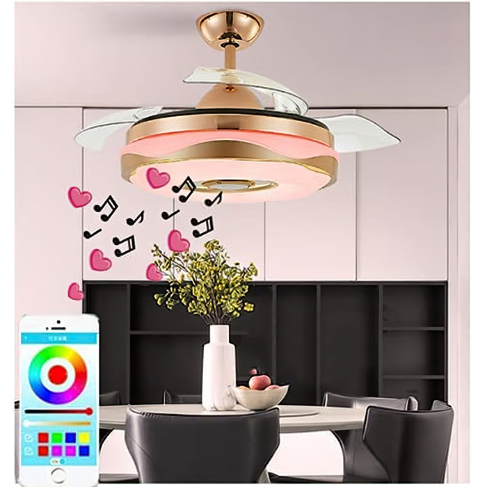 Mercer41 Ediany 36" Bluetooth Ceiling Fan with Dimmable LED Lights and ...