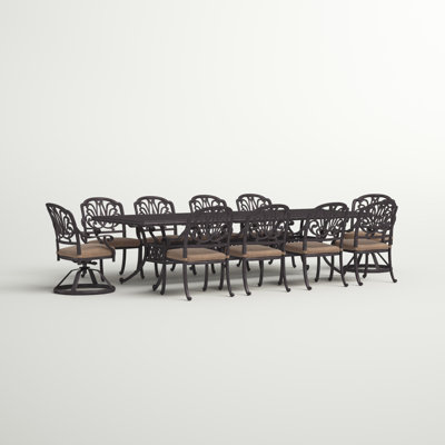 Bloomsbury Market Anae 11-Piece Patio Dining Set with Cushions and 46 x ...