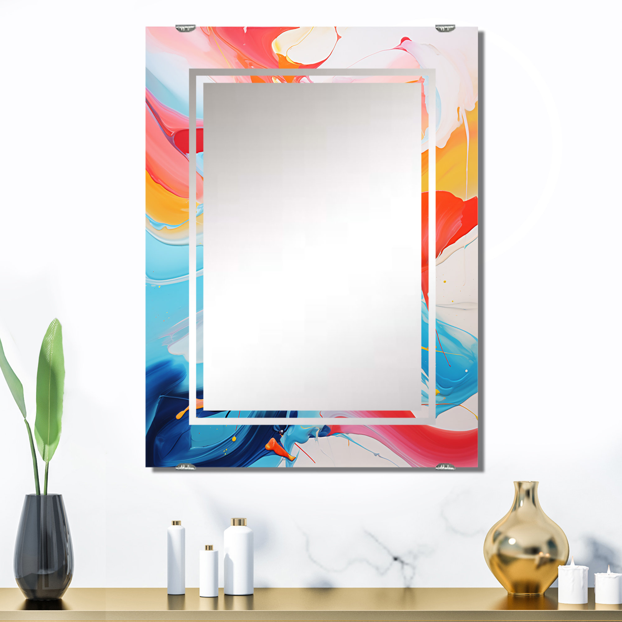 East Urban Home Khyrell - Abstract Liquid Ink Wall Mirror Large ...