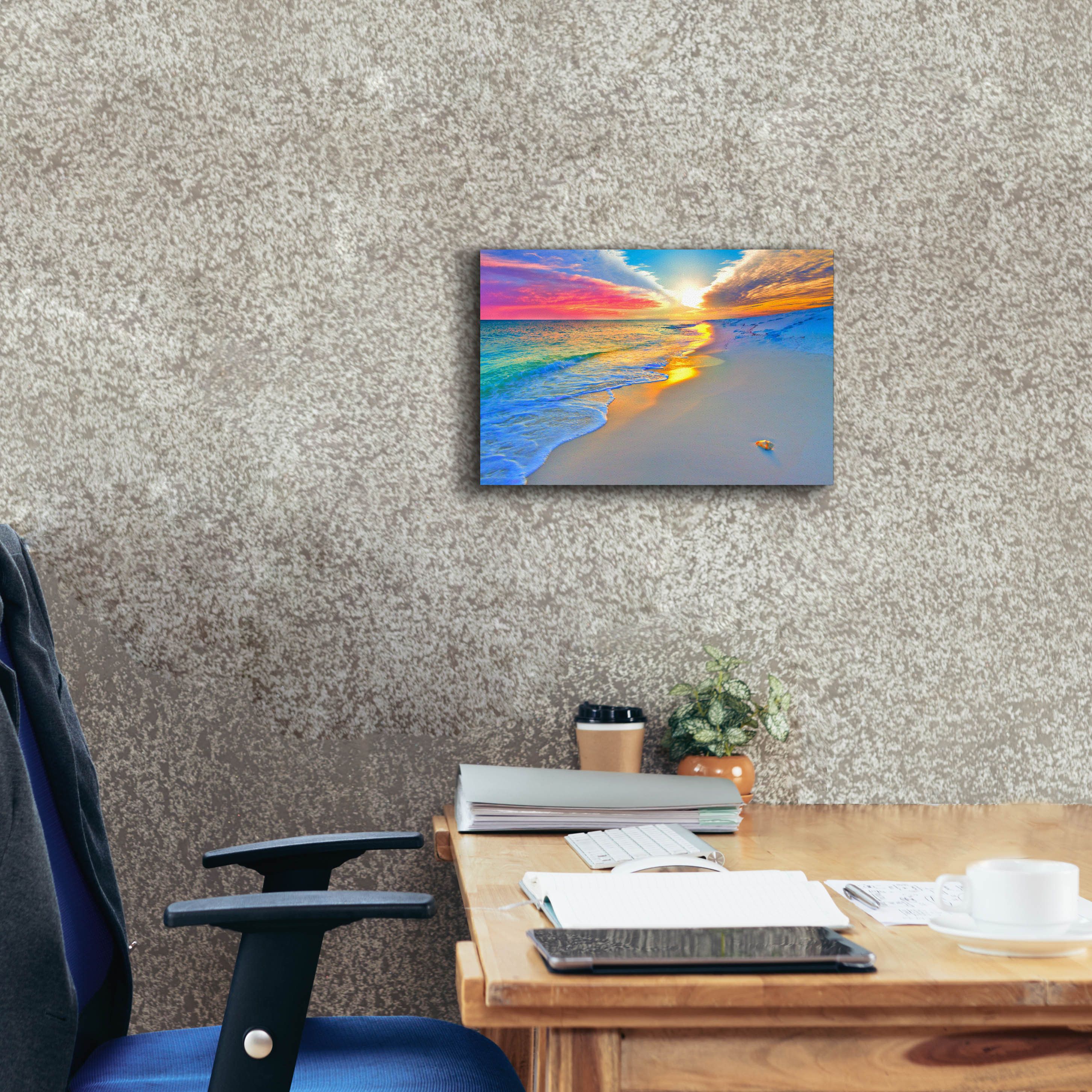 Beachcrest Home 'Sunset Wall Beach Shell Landscape' by Ezra Tanner ...