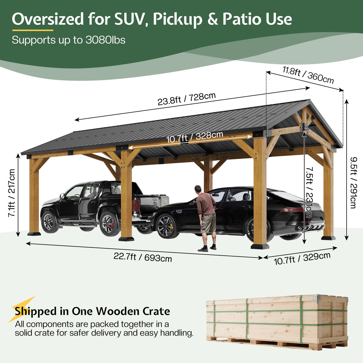 AMERLIFE All-Season Shelter AMERLIFE 12'x24' Cedar Wood Hardtop Gazebo ...