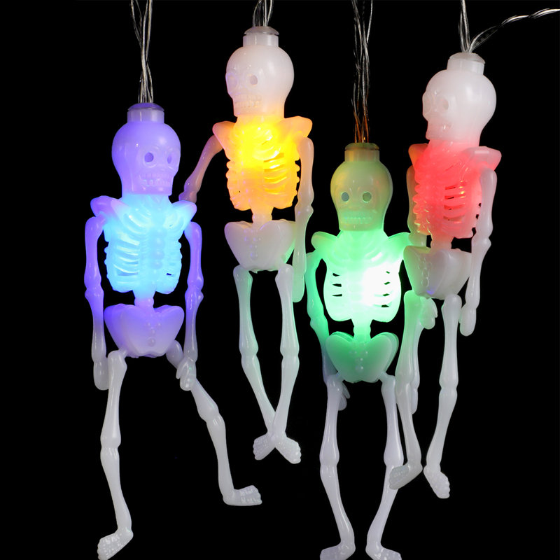 The Holiday Aisle® 1.56'' Halloween Skeleton Skull String Lights ...