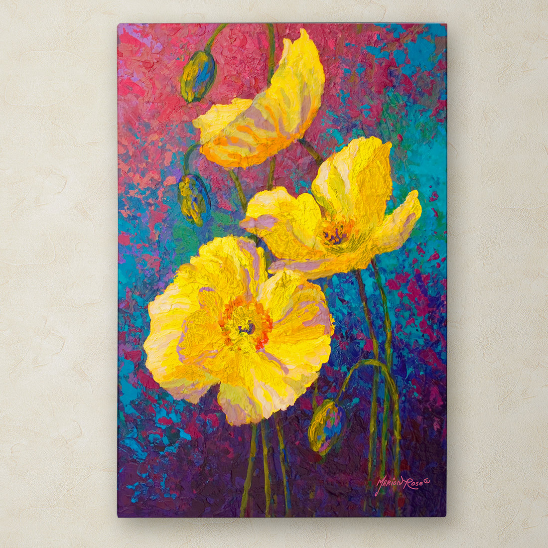 Trademark Fine Art 'Yel Poppies' Painting Print on Wrapped Canvas ...