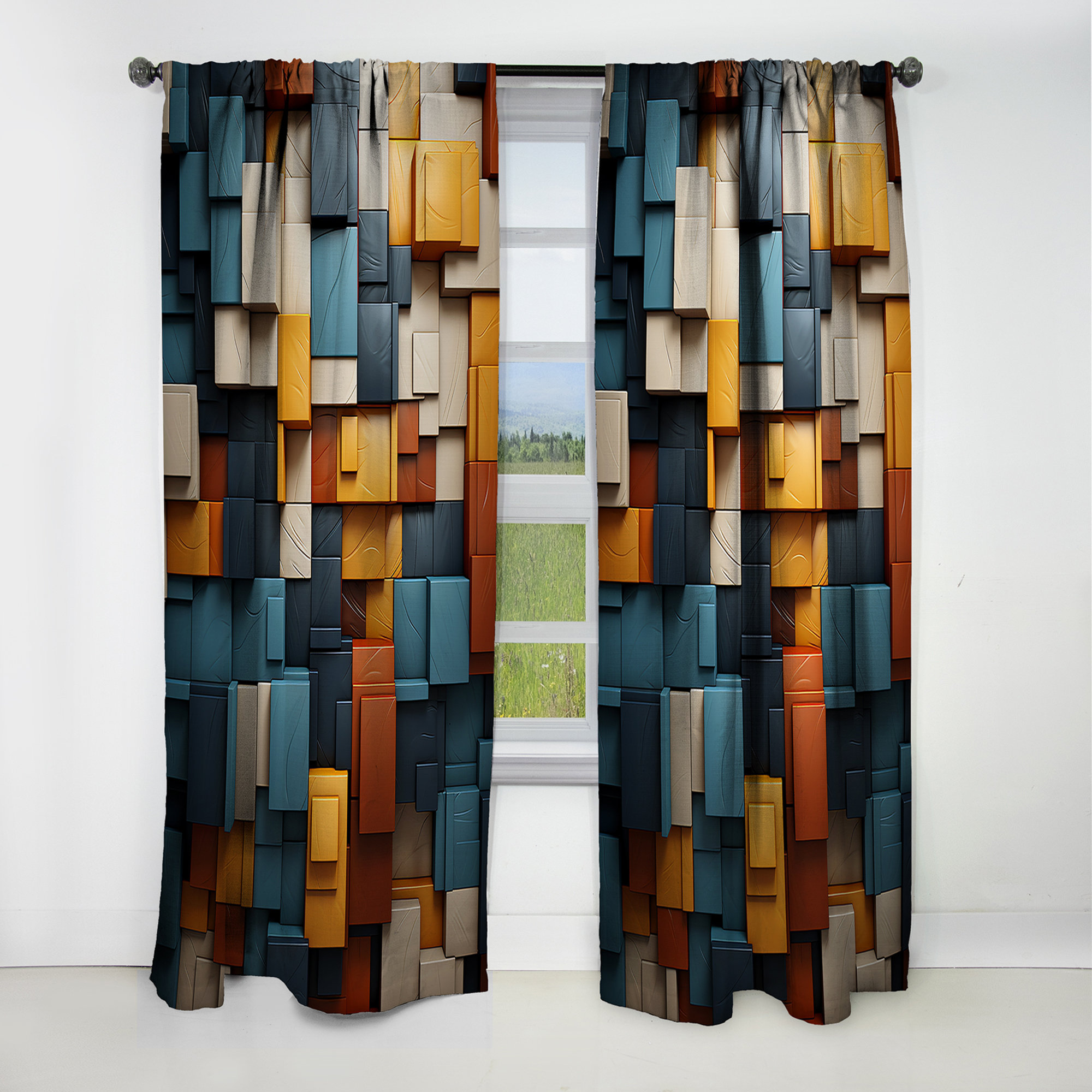 Orren Ellis Cubist Harmony Tones Collage I - Cubism Curtain - Blackout ...