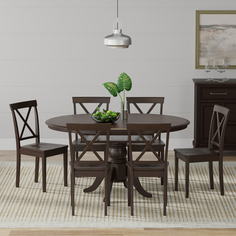 Beachcrest Home Dawel Extendable Solid Wood Pedestal Dining Set | Wayfair