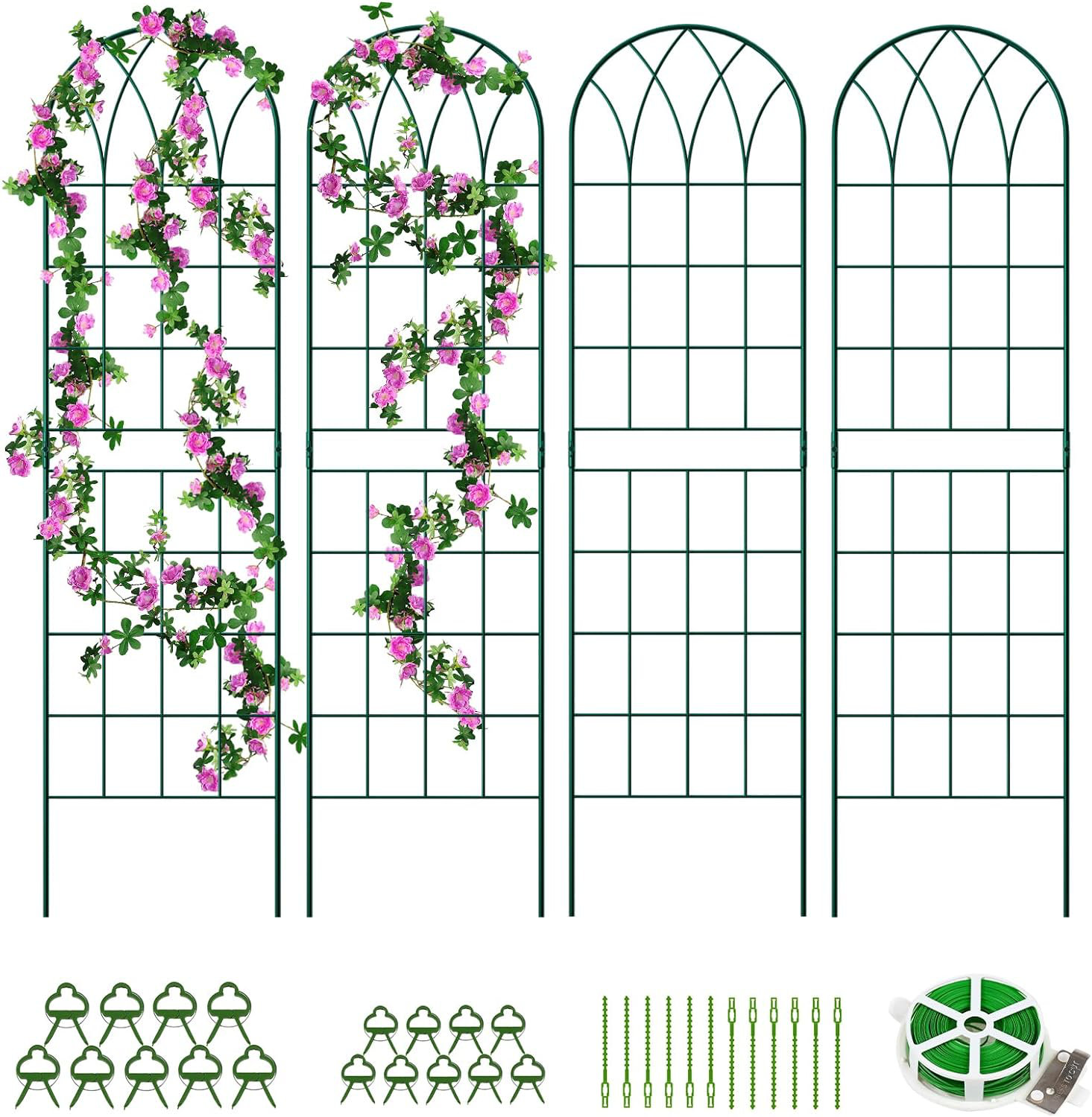 August Grove® Chaderick 4 Pack Garden Trellis,60"X16" Metal Plant ...