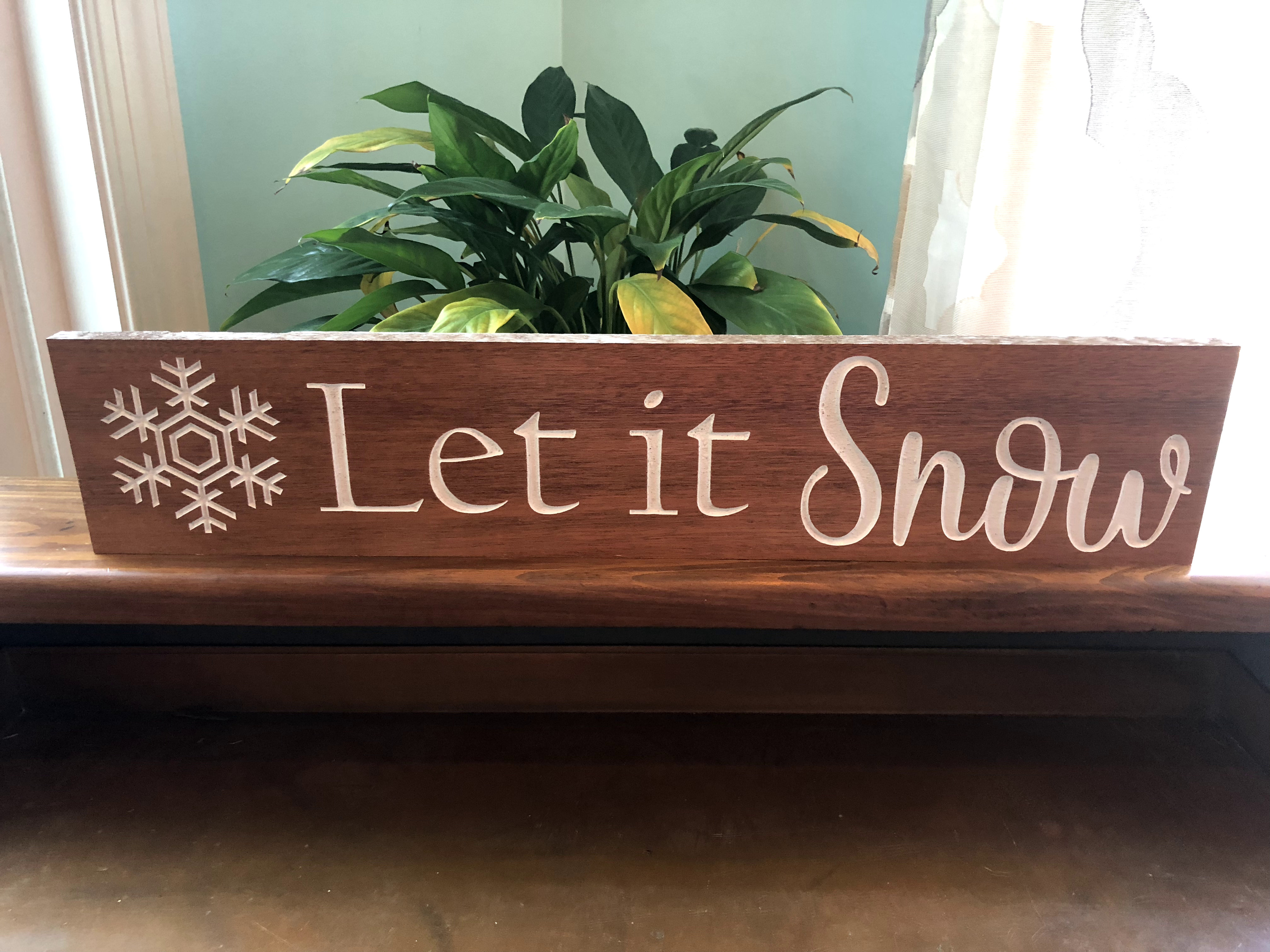The Holiday Aisle® Let It Snow Carved Winter Sign / Standing Wooden ...