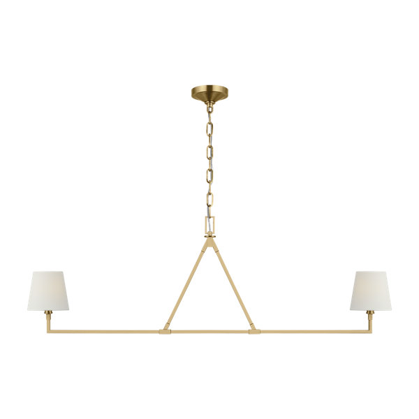Perth Transitional 2-light Chandelier with white linen fabric shades ...