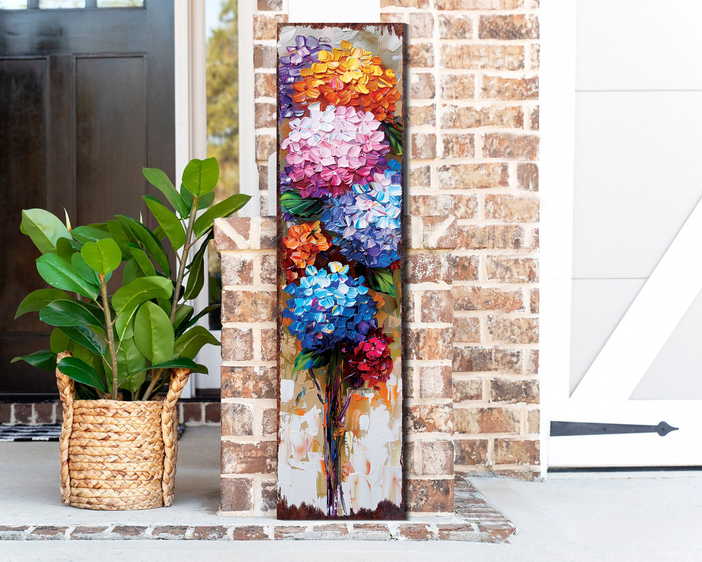 Winston Porter 36in Hydrangeas Porch Sign | Oil Paint Style Spring ...