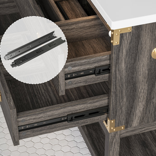 Breakwater Bay Wooden Bathroom Vanity With & Ceramic Sink Motion Sensor ...