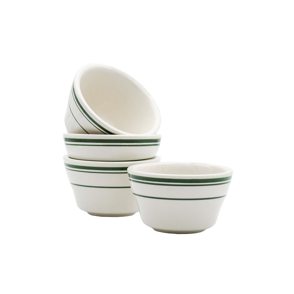 Tuxton Home Green Bay 8oz. (240ml) Vitrified China Soup/Bouillon Bowl – Eggshell with Green Band ...