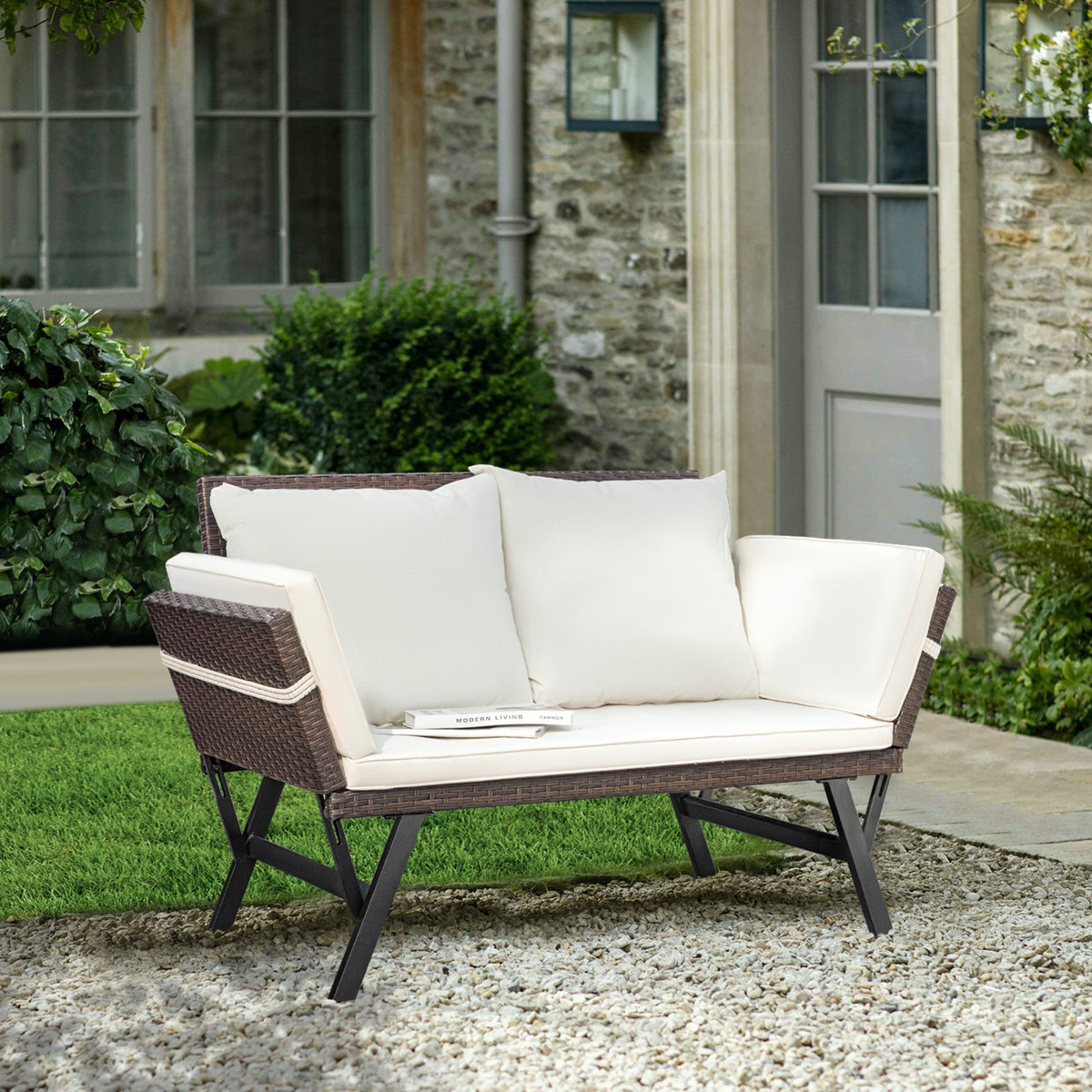 George Oliver Hoag 70'' Wide Outdoor Patio Daybed with Cushions ...