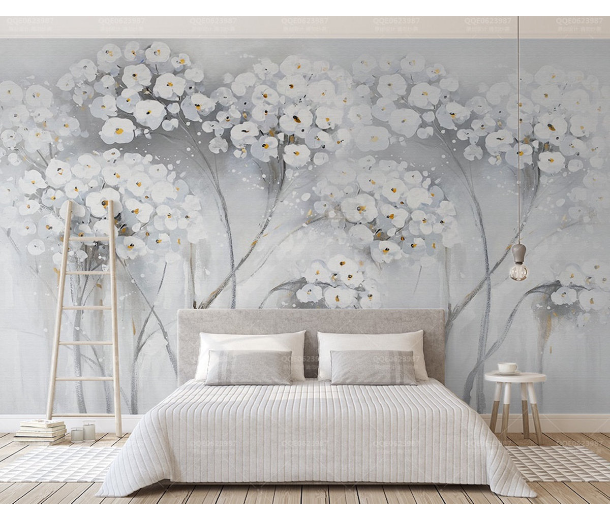 Red Barrel Studio® Wynnston White Flower Watercolor Paint Textile ...