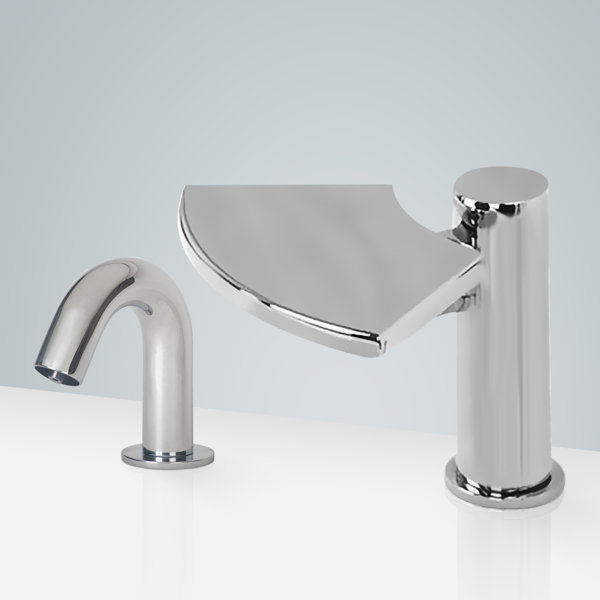 BathSelect Touchless Waterfall Automatic Motion Sensor Bathroom Faucet ...