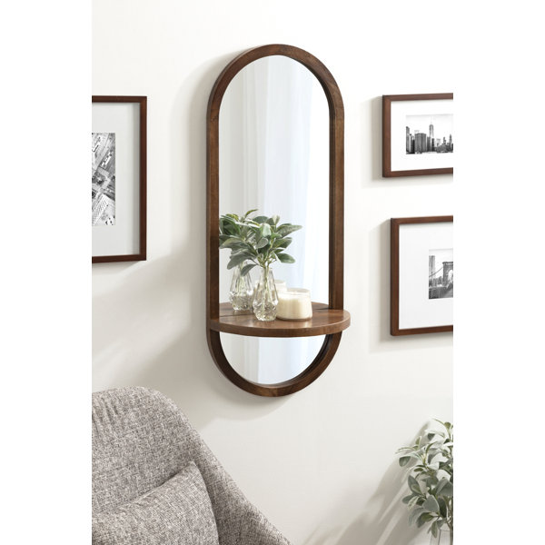 Birch Lane™ Meliora Wood Framed Capsule Mirror with Shelf & Reviews ...