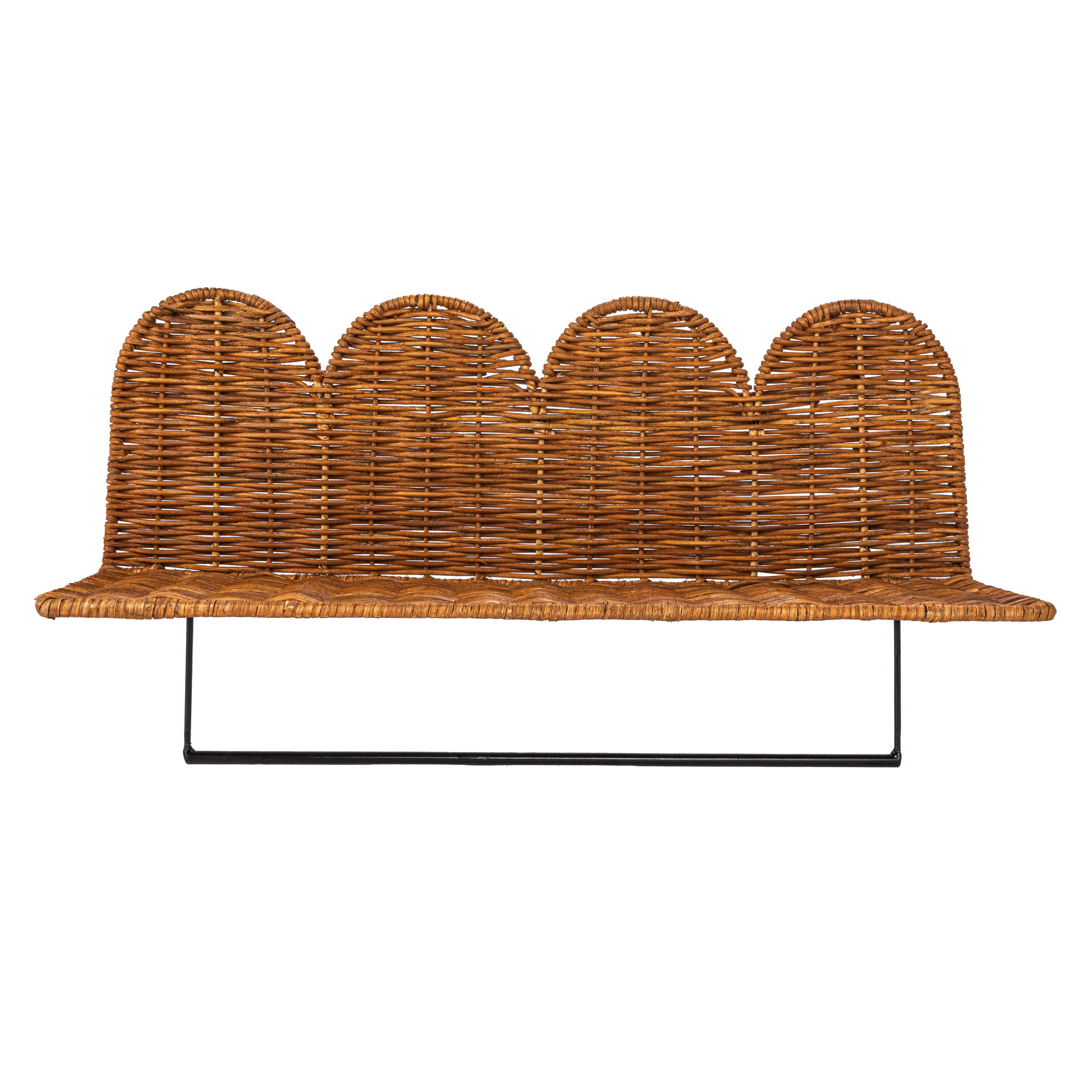 Birch Lane™ Rattan Wicker Wall Shelf With Scalloped Edge And Metal Rod ...