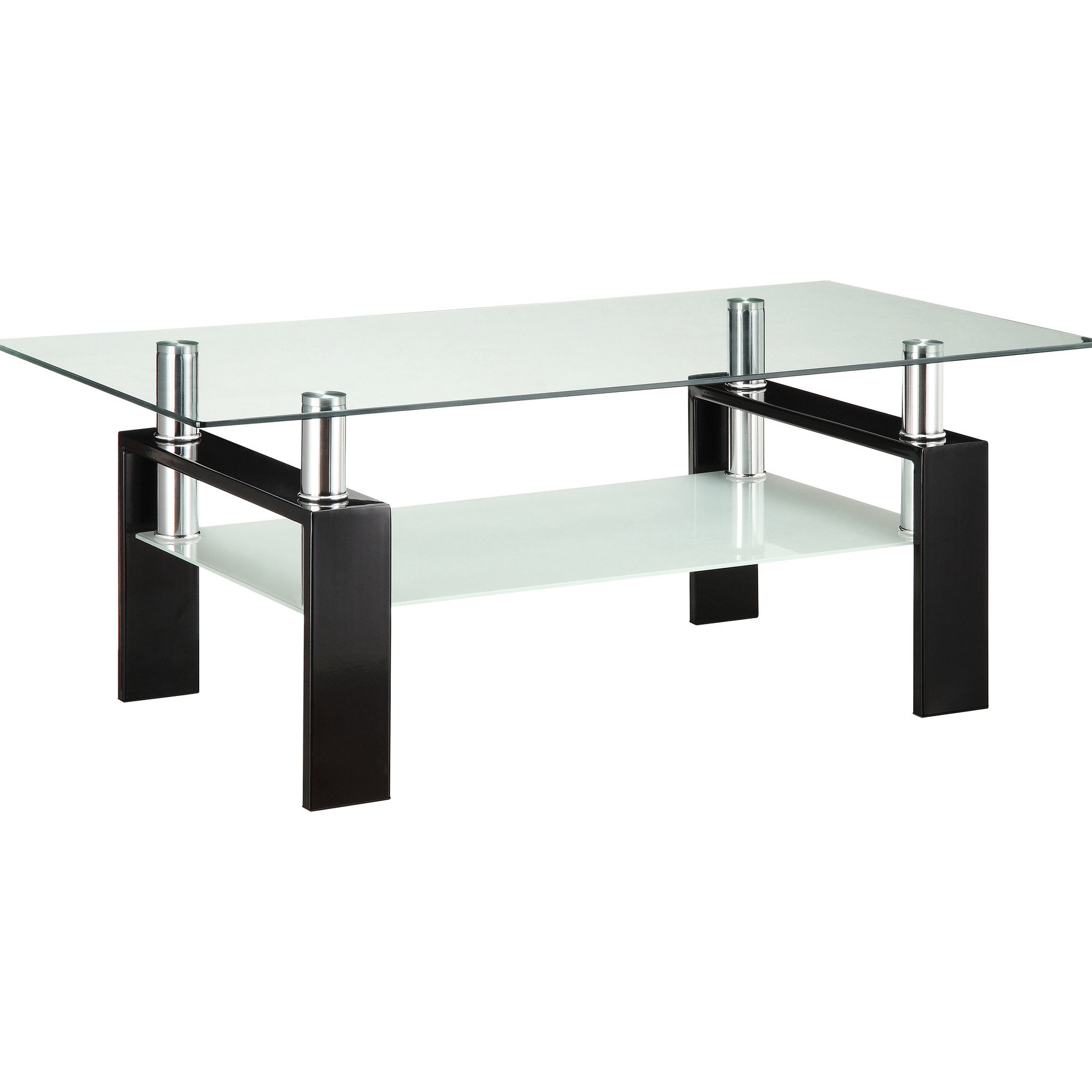 Latitude Run® Black 1 - Shelf Rectangular Glass Coffee Table In Primary ...