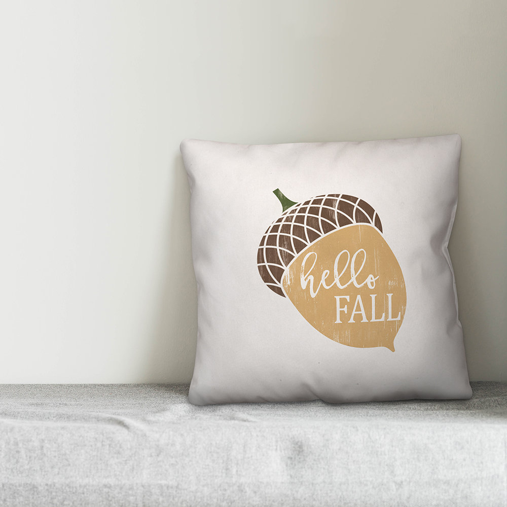 Designs Direct Creative Group Hello Fall Acorn Throw Pillow | Wayfair