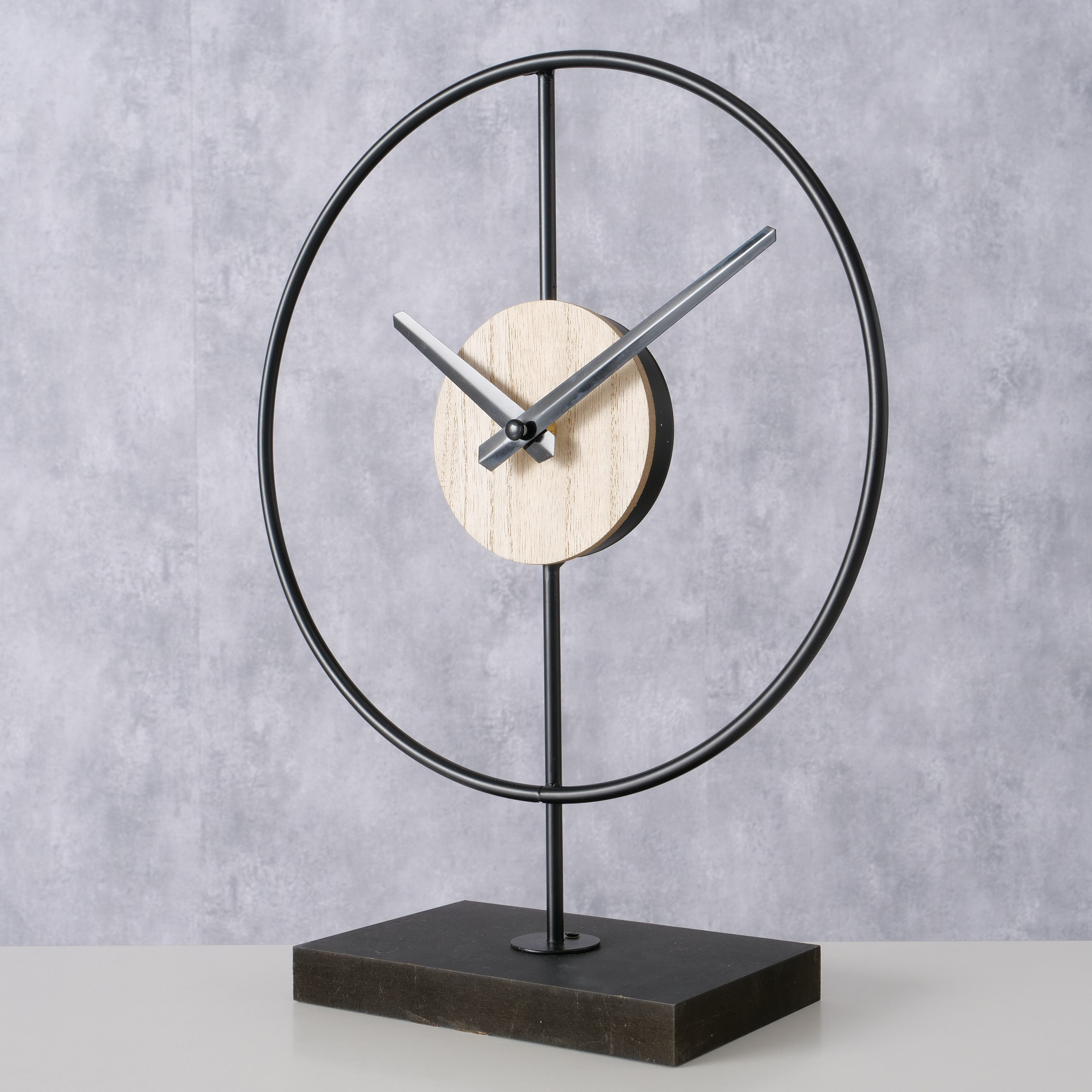 Ebern Designs Mid Century Modern Tabletop Clock in Black | Wayfair