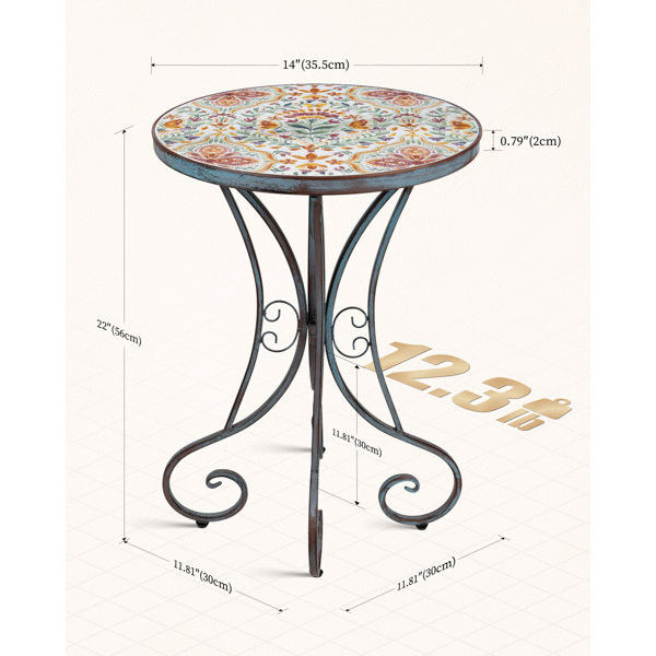 Frstem Blossom Mosaic Patio Table And Plant Stand, Outdoor Side Table ...