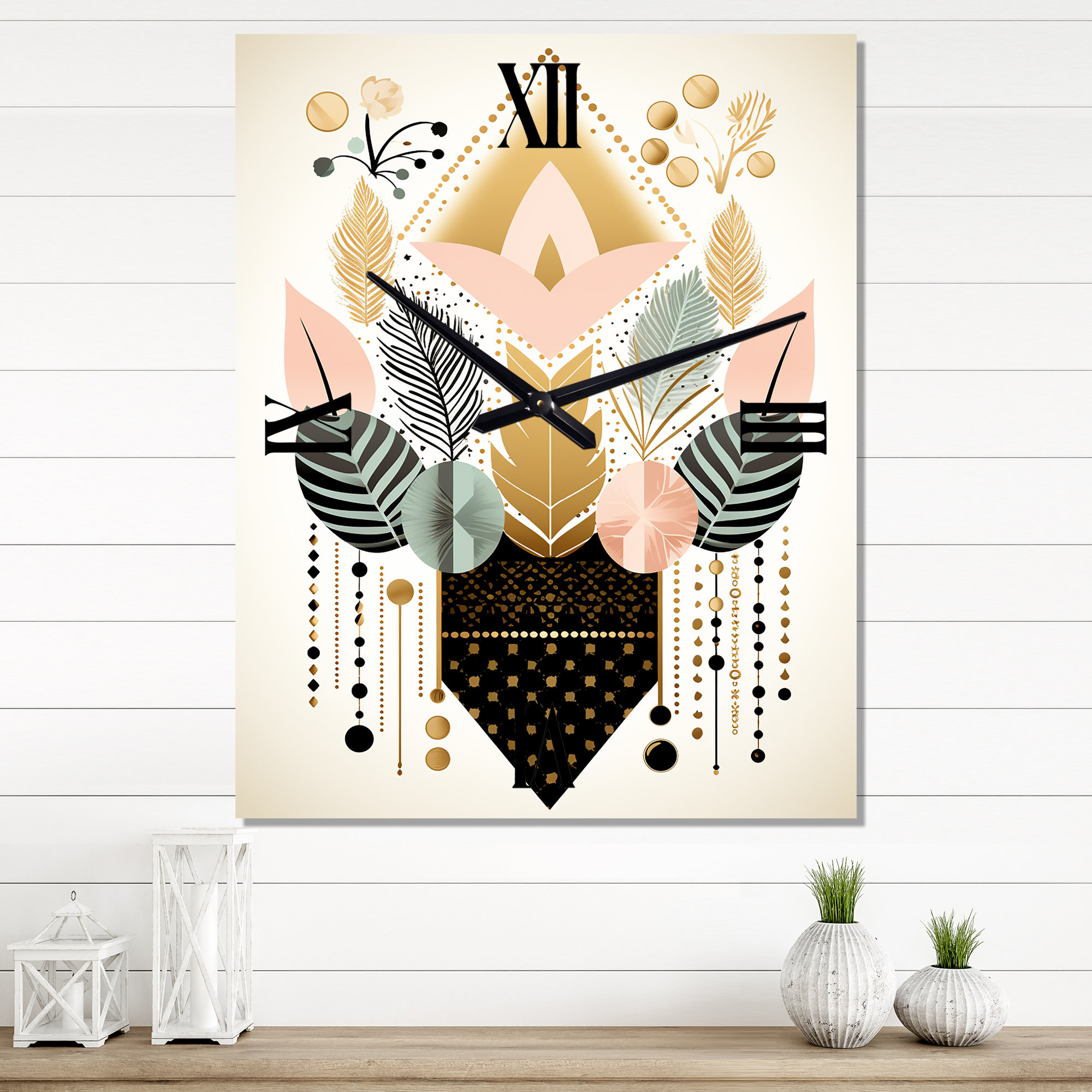 Design Art Boho Chic Floral Geometric Retro Illustration - Abstract ...