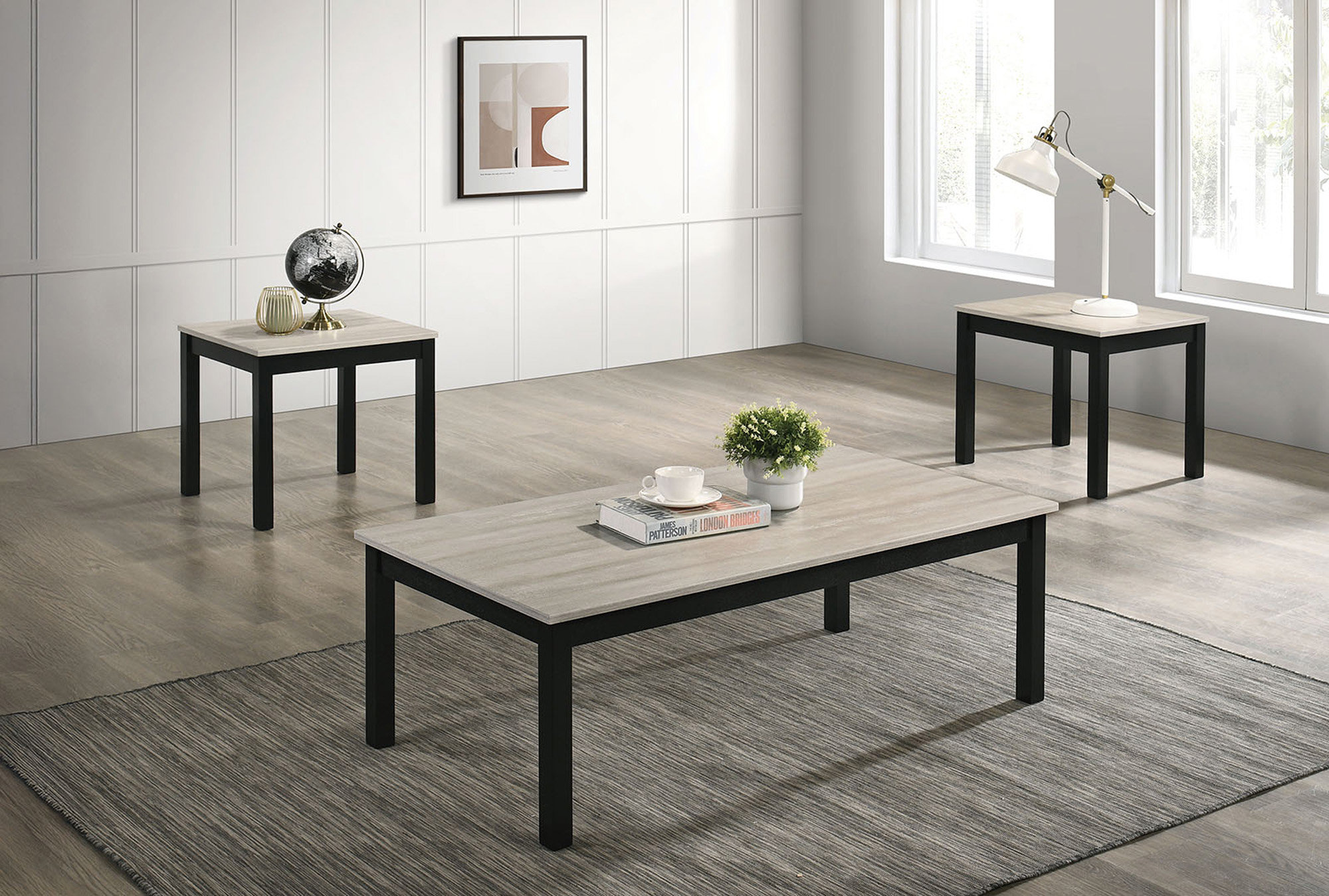Latitude Run® Contemporary 3-piece Table Set - 1 Coffee Table + 2 End ...